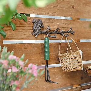 NIKKY HOME Cast Iron Rustic Coat Hook Hanger Vintage Squirrel Decorative Wall Hooks Practical Metal Storage Organizer Wall Mounted Hanging Hooks for Garden Tools Keys Indoor Outdoor Wall Decoration