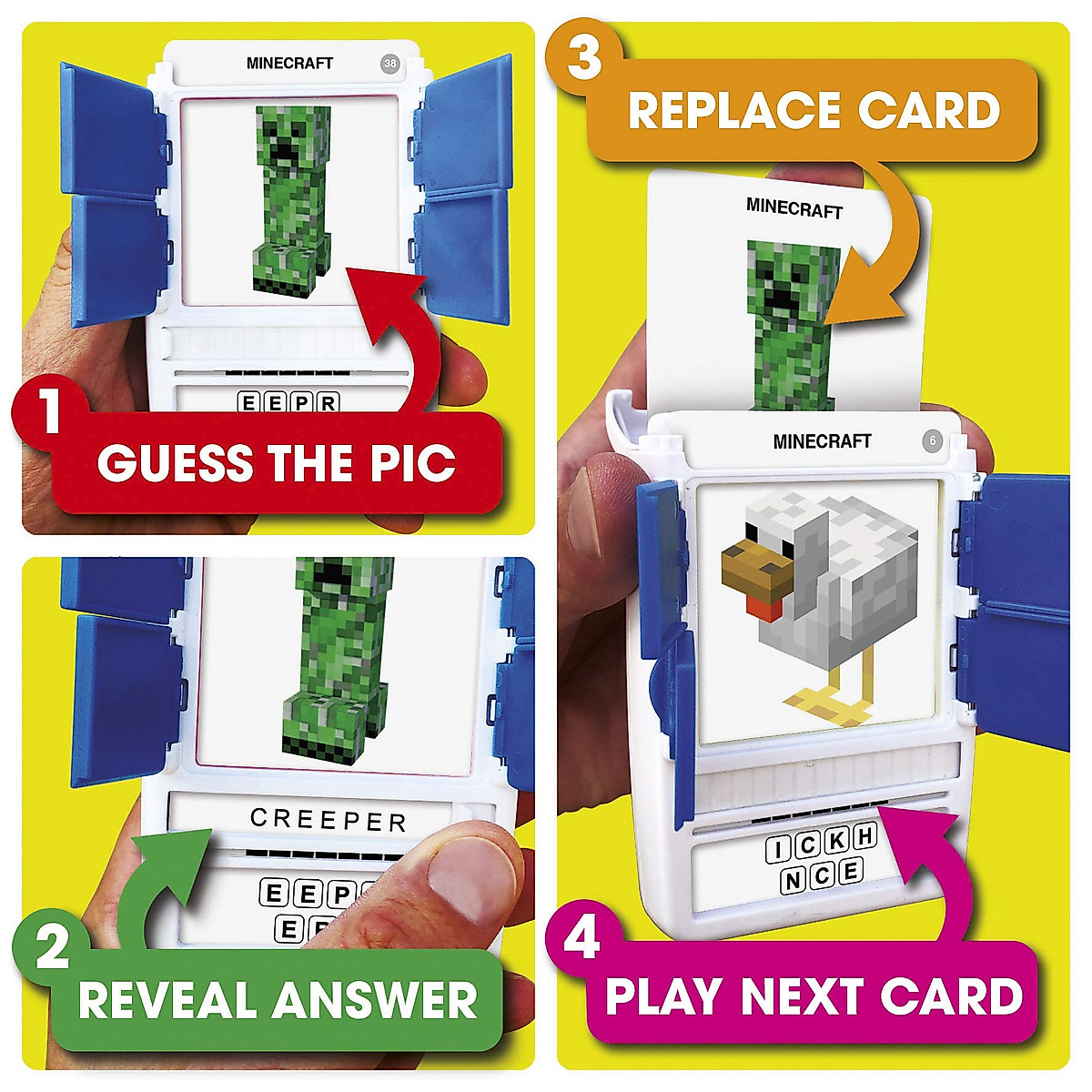 100 PICS Unofficial & Independent Minecraft Guide - Guess 100 Minecraft Items | Flash Cards with Slide Reveal Case | Card Game, Gift, Stocking Stuffer | for Kids and Adults | Ages 6+