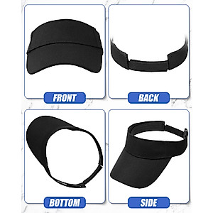 Geyoga 5 Pcs Sports Sun Visor Hats Visor Women Men Golf Visors Hat for Men Adjustable Visor Cap Athletic Visor Hat for Men Women (Black, Royal Blue, Red, Khaki, Yellow)