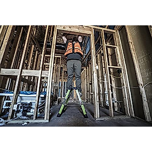 Little Giant Ladders, Sure Step, 3-Step, Double-Sided Step Stool, Fiberglass, (11953), Type 1AA, 375 lbs Weight Rating, Hi-viz Green