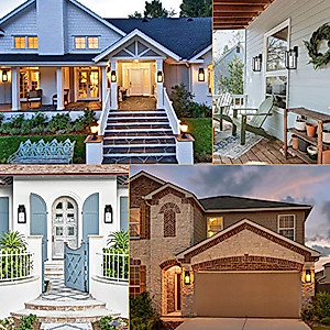 PARTPHONER Outdoor Light Fixtures Wall Mount, Porch Light with 2 LED Bulbs, Exterior Light Fixture Waterproof Anti-Rust Wall Sconce with Clear Glass and Black Aluminum for Garage, Doorway-2 Pack