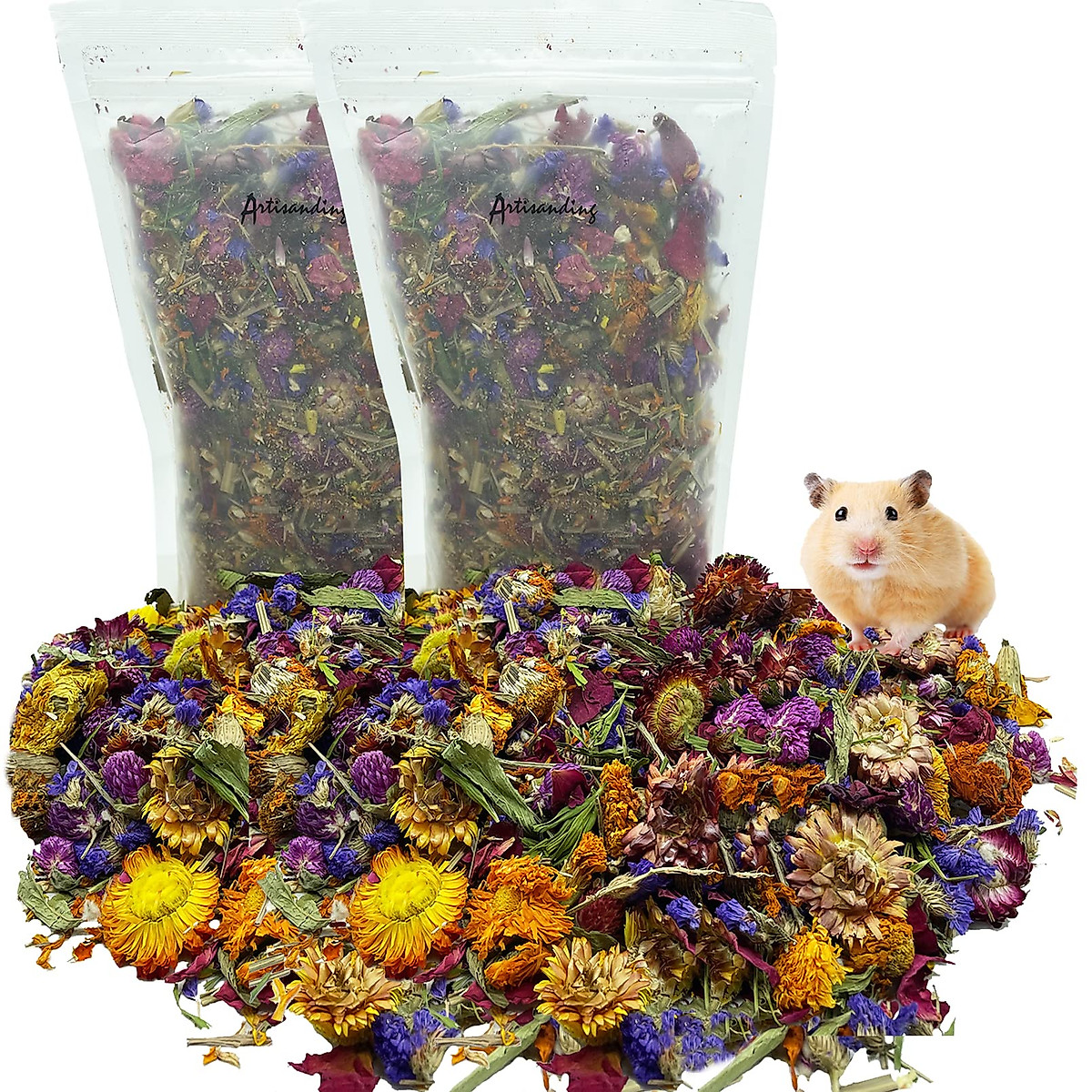 Tfwadmx Hamster Substrate Natural Flower Bedding Mate Habitat Decor for Dwarf Syrian Hamsters Mice Degus Gerbils Bunny or Other Small Animal