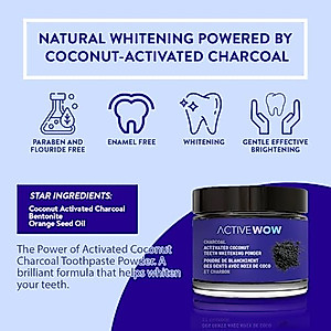 Active Wow Teeth Whitening Charcoal Powder Natural
