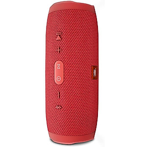 JBL Charge 3 Waterproof Portable Bluetooth Speaker, includes Microfiber Cleaning Cloth - Red