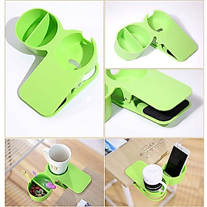 YARKIM Drinking Cup Holder Clip- Chair and Table Bottle Cup Stand The DIY Glass Clamp Storage Saucer Clip Water Coffee Mug Holder Saucer Clip Design for Home & Office,Green (1 Pack(New Type Green))