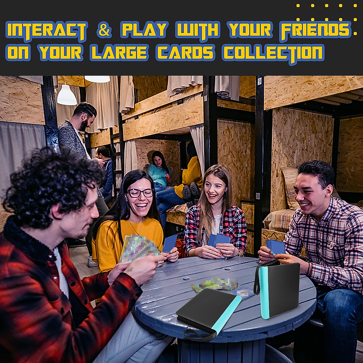 Card Binder, CLOVERCAT 9 Pocket Waterproof Trading Card Album, 720 Pocket Double Sided Display Zipper Card Binder with 40 Removable Sleeves, for YuGiOh, MTG, TCG, Game Cards & Sports Card (Light Blue)