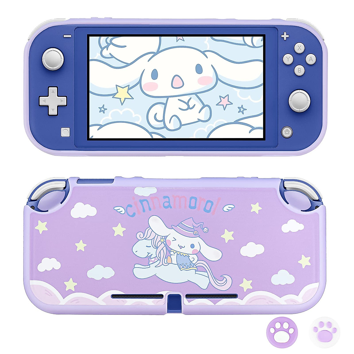 DLseego Protective Case Design for Switch Lite, TPU Cover Case Cute Rabbit Animal Pattern Shock-Absorption Design Hard Cover with 2 pcs Thumb Grips - Purple Rabbit