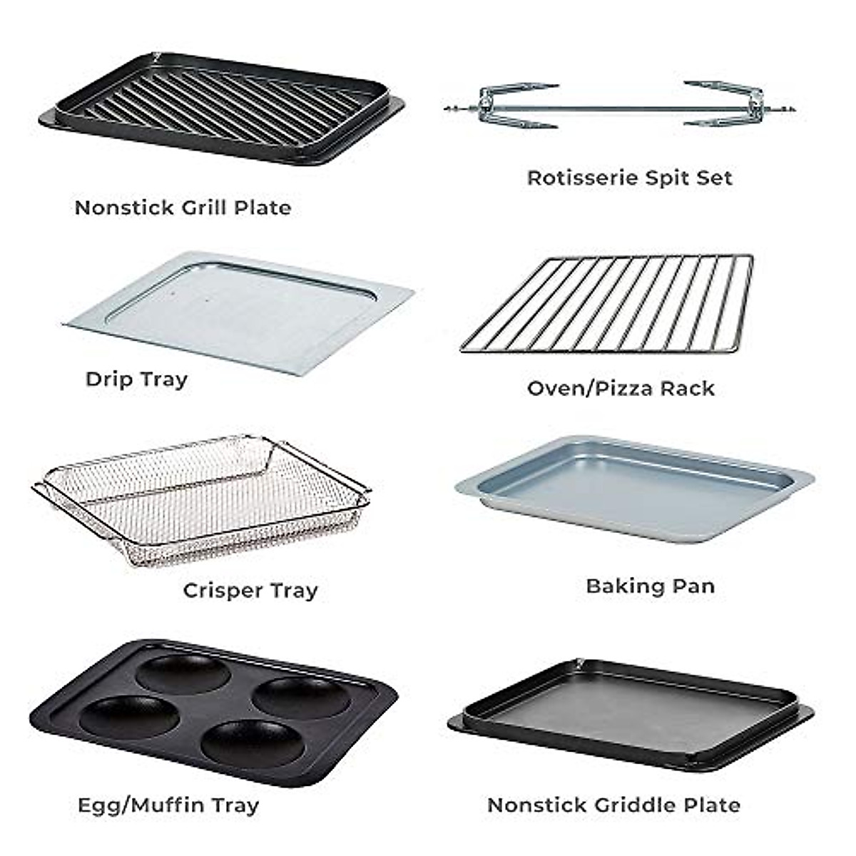 PowerXL Air Fryer Grill 8 in 1 Roast, Bake, Rotisserie, Electric Indoor Grill (Black Deluxe)