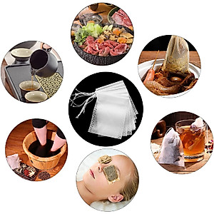 300 piece disposable tea bag with drawstring for loose tea, empty tea bag of wood pulp material,Tea filter bag with free tea spoon, suitable for loose tea, coffee, spices, herbs (3.54 x 2.75 inch)