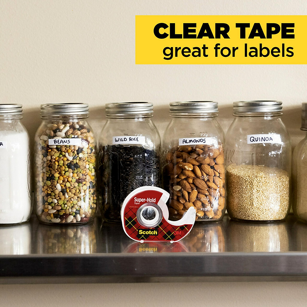 Scotch Super-Hold Tape, 4 Rolls, Transparent Finish, 50% More Adhesive, Trusted Favorite, 3/4 x 650 Inches, Dispensered (4198)