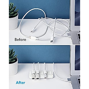 Anker Cable Management, Magnetic Cable Holder, Desktop Multipurpose Cord Keeper, 5 Clips for Lightning Cables, USB C Cables, Micro Cables, Other Wires, Sticks to Wood, Marble, Metal, Glass (White)