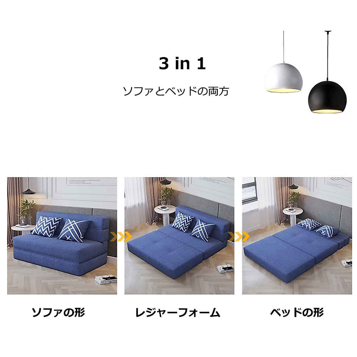 UsmAsk Floor Sofa Sofa Bed Single Seat Chair 2 Seats Folding Reclining High Back Cushioned Seat Chair Low Sofa Sofa Mattress Sofa Bed,Light Grey,120×76×72cm (Blue 150×76×72cm)