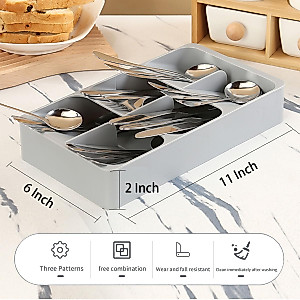 Mulikeer 6 Slots Silverware Cutlery Drawer Organizer, Kitchen Drawer Utensil Tray for Flatware, Cutlery, Spoon and Knives Drawer Storage Organization Keep kitchen Drawer Neat & Organized