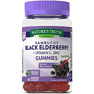 Nature's Truth Sambucus Black Elderberry Gummies 50 + 30% Free = 65 Count(Pack of 3) Total 1953