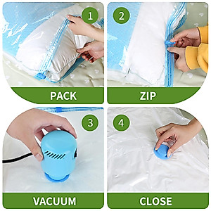 Vacuum Storage Bags with Electric Pump Set 8-Pack Large Vacuum Seal Bags for Clothing Vacuum Bags for Travel Packing and Home Bedding Blankets Organization