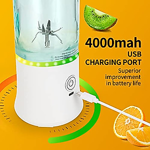Portable Blender, Personal Size Blenders for Shakes and Smoothies, 20 Oz Personal Smoothie Blender with USB Rechargeable for Home, Office, Sports and Travel Outdoors