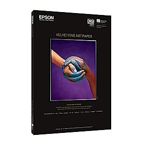 Epson S041637 Velvet Fine Art Paper, 13 x 19, White (Pack of 20 Sheets)