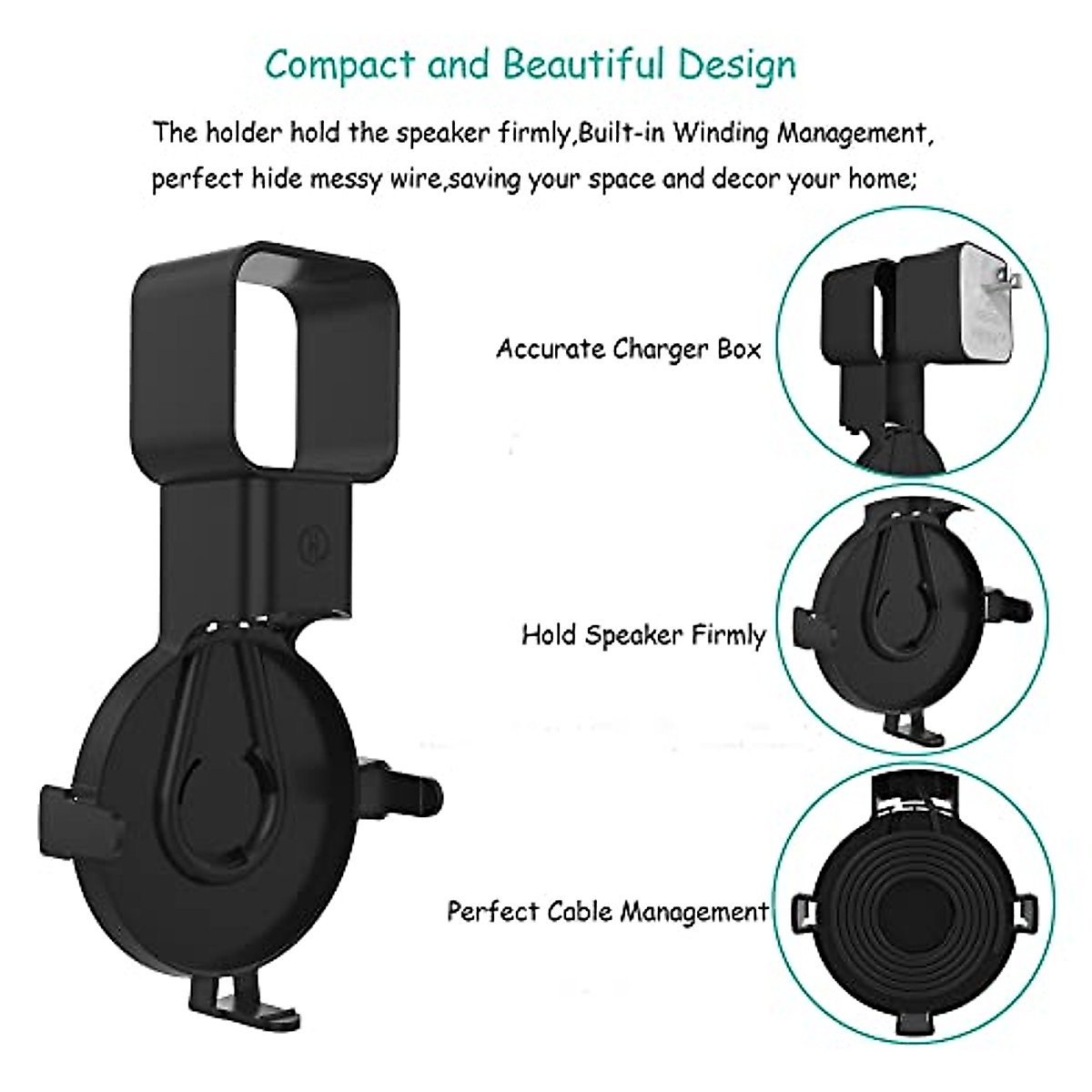 Wall Mount Stand,Outlet Wall Mount Holder for Echo Dot 3rd Generation Smart Home Speakers Space-Saving Hanger Plug Wall Mount for Alexa Built-in Cable Management Hide Messy Wires(1 Pack Black)