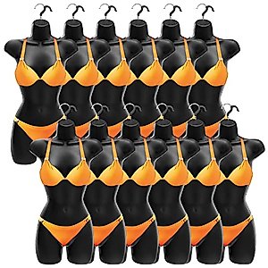 Dress Form Female Mannequin Torso Hollow Back Hanging Mannequin Body Manikin with Hook Half Body Shirt Clothing Display Plastic(3 Pcs,31.1 x 16.1 Inch)