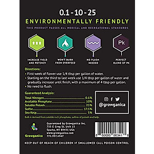 Organic Bloom Booster, Incredible Bulk 0.1-10-25. Organic Vegan Plant Food (1lb)