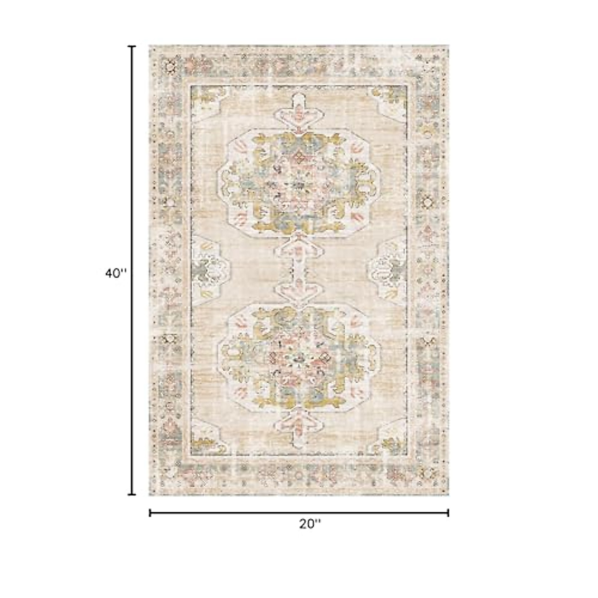 Corismatte Washable Bohemian Doormat, Non-Slip Small Rug for Entrance, Multi/Brown 2’x3’