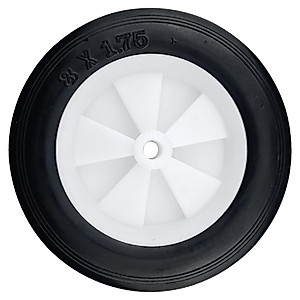 KUANMIN 2 pcs Dolly Wheels, 6 inch Flat Freee Solid Rubber Wheels, 6'' x 1.30'' Lawn Mower Wheels, Pack of 2 Replacement Dolly Wheels (Black)