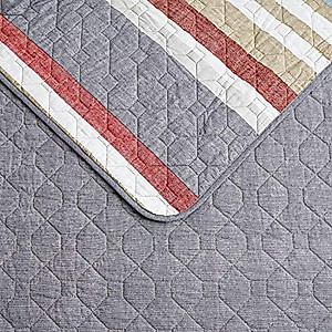 Eddie Bauer - Queen Quilt Set, Cotton Reversible Bedding with Matching Shams, Lightweight Home Decor for All Seasons (Salmon Ladder Multi, Queen)