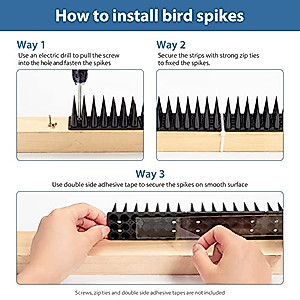 Bird Spikes, 20 Pack Bird Squirrel Raccoon Pigeon Cat Animal Deterrent Spikes for Outside Anti Bird Defender Spikes Outdoor to Keep Birds Away Black