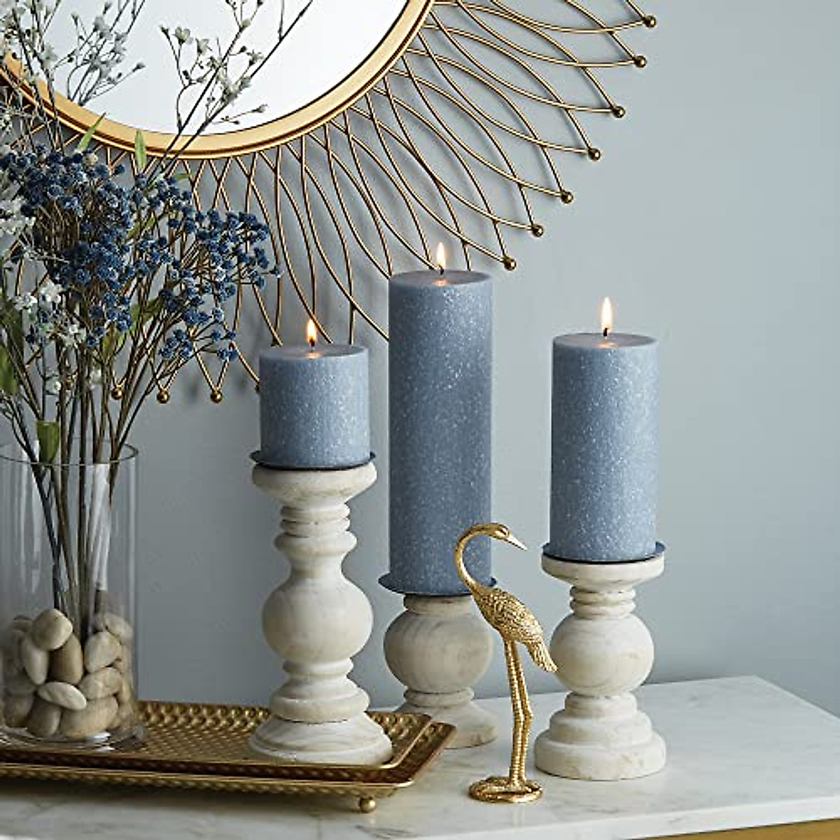 Root Candles Unscented Candles Premium Beeswax Blend Pillar Candle, 3 x 9-Inch, Williamsburg Blue