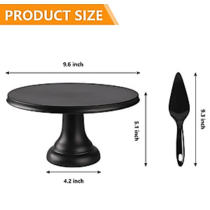 ECOWAY Round Cake Stand 9.84 Inch with Spatula, Black Cupcake Stand Bamboo Fiber, Dessert Display Plates for Snacks, Cookies, Candy Dish1