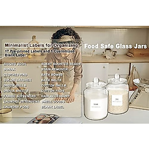 Mustry Glass Jars for Laundry Room Organization Jars Half Gallon Laundry Storage Glass Containers with Labels Organization with Lid for Laundry Detergent Laundry Pods Container, 2 Jars