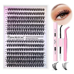 DIY Lash Extension Kit 280pcs Individual Lashes Cluster D Curl Eyelash Extension Kit 30D 40D 9-16mm Mix Lash Clusters with Lash Bond and Seal and Lash Applicator Tool for Self Application at Home (30D+40D-0.07D-9-16MIX KIT)