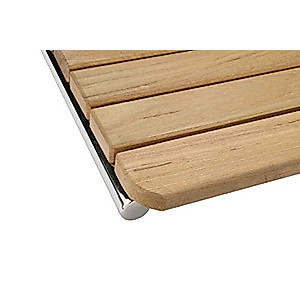 HYDDNice 26"x16" Wall Mounted Teak Folding Shower Seat Bench Bathroom Stool Solid Wood Fold Down & 316 Stainless Steel Accessories