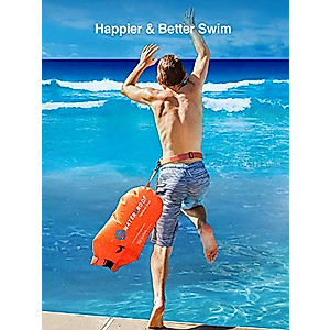 Luxtude Swim Buoy Float for Open Water Swimming, 20L Waterproof Dry Bag Swimming Bubble Safety Float with Adjustable Waist Belt for Safe Swim Training, Triathletes, Kayaking, Snorkeling and Rafting