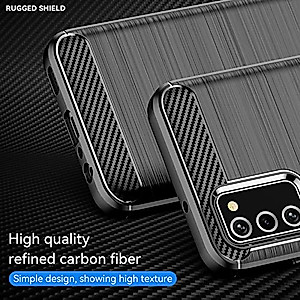 M MAIKEZI for Samsung A03S case, Galaxy A03S case with HD Screen Protector, Fashion Shock-Absorption Flexible TPU Bumper Soft Rubber Protective Case Cove for Samsung Galaxy A03S (Black Brushed TPU)