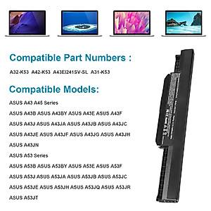 TREE.NB Asus Laptop Battery A31-K53 A32-K53 A32-K53S A41-K53 A42-K53 10.8 5200mAh Replacement