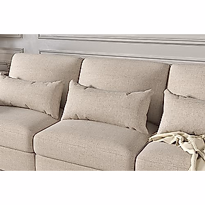Sunrise Coast Modular Sofa Couch 130" Convertible L Shaped Sofas&Couches with Movable Ottoman Sectional, Beige