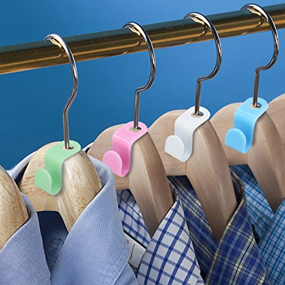 Clothes Hanger Connector Hooks,100PCS Hanger Hooks,Space Saving Cascading Hangers Connection Hooks for Heavy Duty Clothes Closet (Colorful)