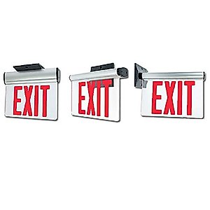 Exitronix S902-WB-SR-RC-AG - LED Exit Sign - Universal Edge-Lit - Red Letters - 120/277 Volt and Battery Backup