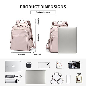 GOLF SUPAGS Laptop Backpack for Women Computer Bag Fits 14 Inch Notebook Travel College Work Backpack Purse (Pink)
