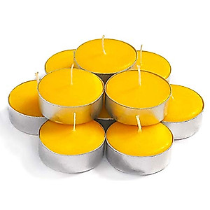 Yellow Candles Tea Lights - 30 Pack - Tea Lights with 3-4 Hour Burn Time - Tea Candles -TeaLight Candles for Holiday, Wedding and Home