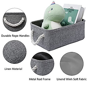 Storage Basket for Shelves Closets Pet toy Baby Toy, Collapsible Fabric Storage Bin for Laundry, Nursery(2pcs/Small 11.8Lx7.8Wx5.9H, Grey)