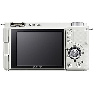Sony ZV-E10 Mirrorless Camera with 16-50mm Lens (White) Vlogging/Video Creator Bundle with Portable LED Light, 64Gb Memory Card, Cleaning Kit + Accessories, ILCZV-E10L/W