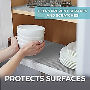 HOME GENIE Slip Resistant Drawer and Shelf Liner, Non Adhesive Roll, 12 Inch x 20 FT, Durable and Strong, Grip Liners for Drawers, Shelves, Cabinets, Pantry, Storage, Kitchen and Desks, Soft Gray