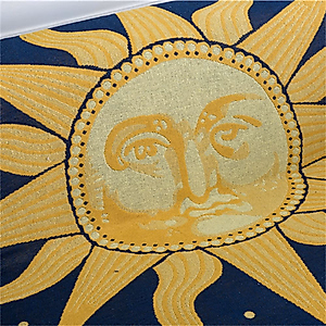 Hippie Throw Blanket Sun Moon Stars Boho Throw Blankets Celestial Tapestry Double-Sided Reversible Woven Cotton Home Decor Bedding Chair Couch Recliner Cover Oversized Tassels Astrology 50"x70"