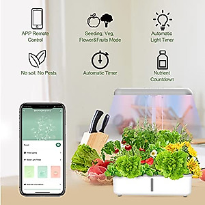 Hydroponics Growing System Indoor Garden, Indoor Gardening System with 14 Pods, WiFi Indoor Herb Garden, Indoor Herb Garden Kit with Grow Light, Auto Pump, 5L Water Tank, Adjustable Height Up to 20.6"