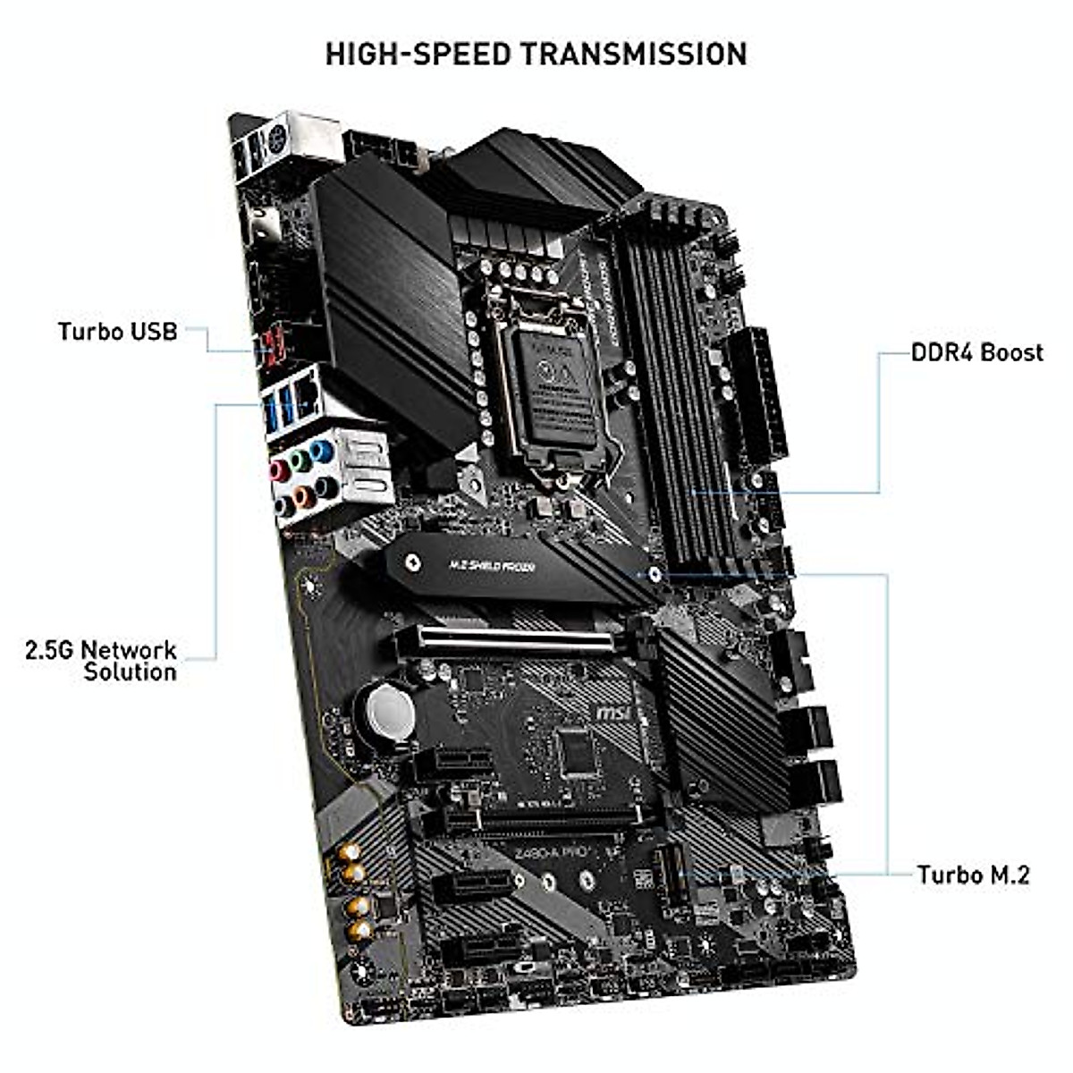 MSI Z490-A PRO ProSeries ATX Motherboard (10th Gen Intel Core, LGA 1200 Socket, DDR4, Dual M.2 Slots, USB 3.2 Gen 2, 2.5G LAN, DP/HDMI) (Renewed)