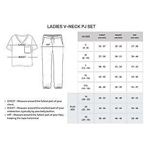 Real Essentials Women’s Pajama Sets Ladies Short Sleeve V-Neck Tops Pants Bottoms Bamboo Pijama Mujer comfy Soft PJ fashion Sleepwear Lightweight Sleep Lounge Night Wear, Set 6, XL, Pack of 2