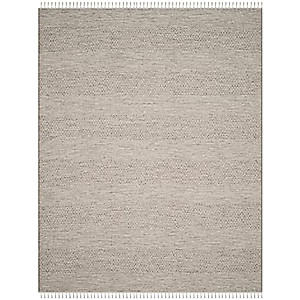 SAFAVIEH Montauk Collection 8' x 10' Ivory/Steel Grey MTK330M Handmade Flatweave Boho Farmhouse Cotton Tassel Fringe Living Room Dining Bedroom Area Rug