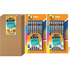 BIC Xtra-Precision Mechanical Pencil, Metallic Barrel, Fine Point (0.5mm), 48-Count